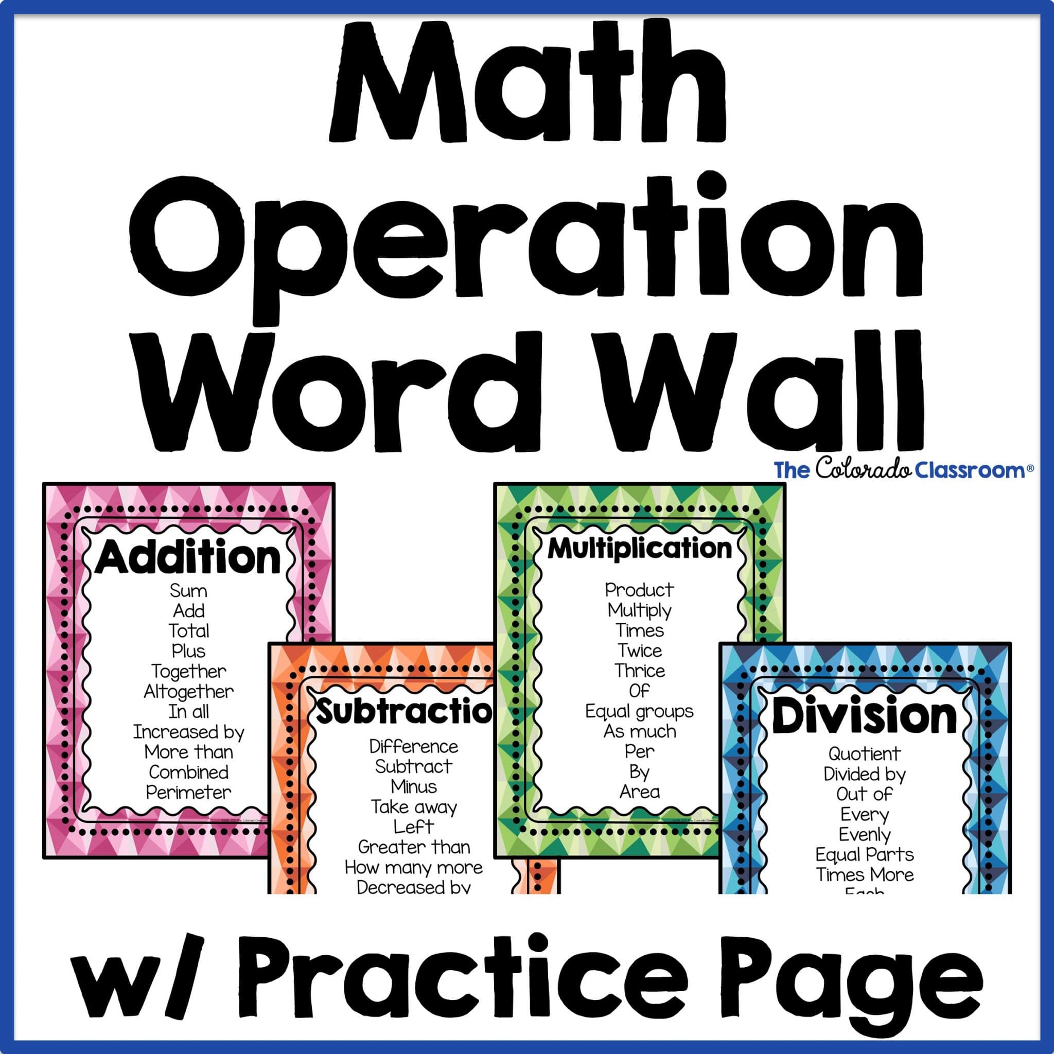 Math Operation Word Wall - The Colorado Classroom