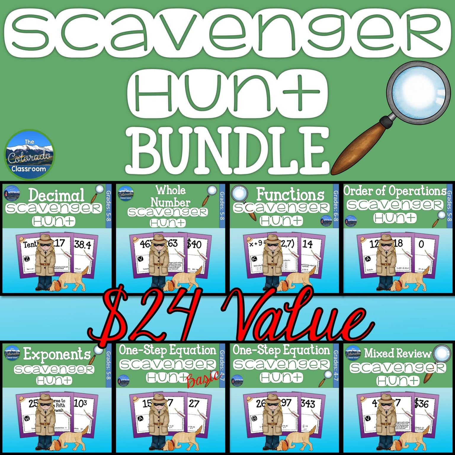 6th Grade Mathematics Scavenger Hunt Bundle