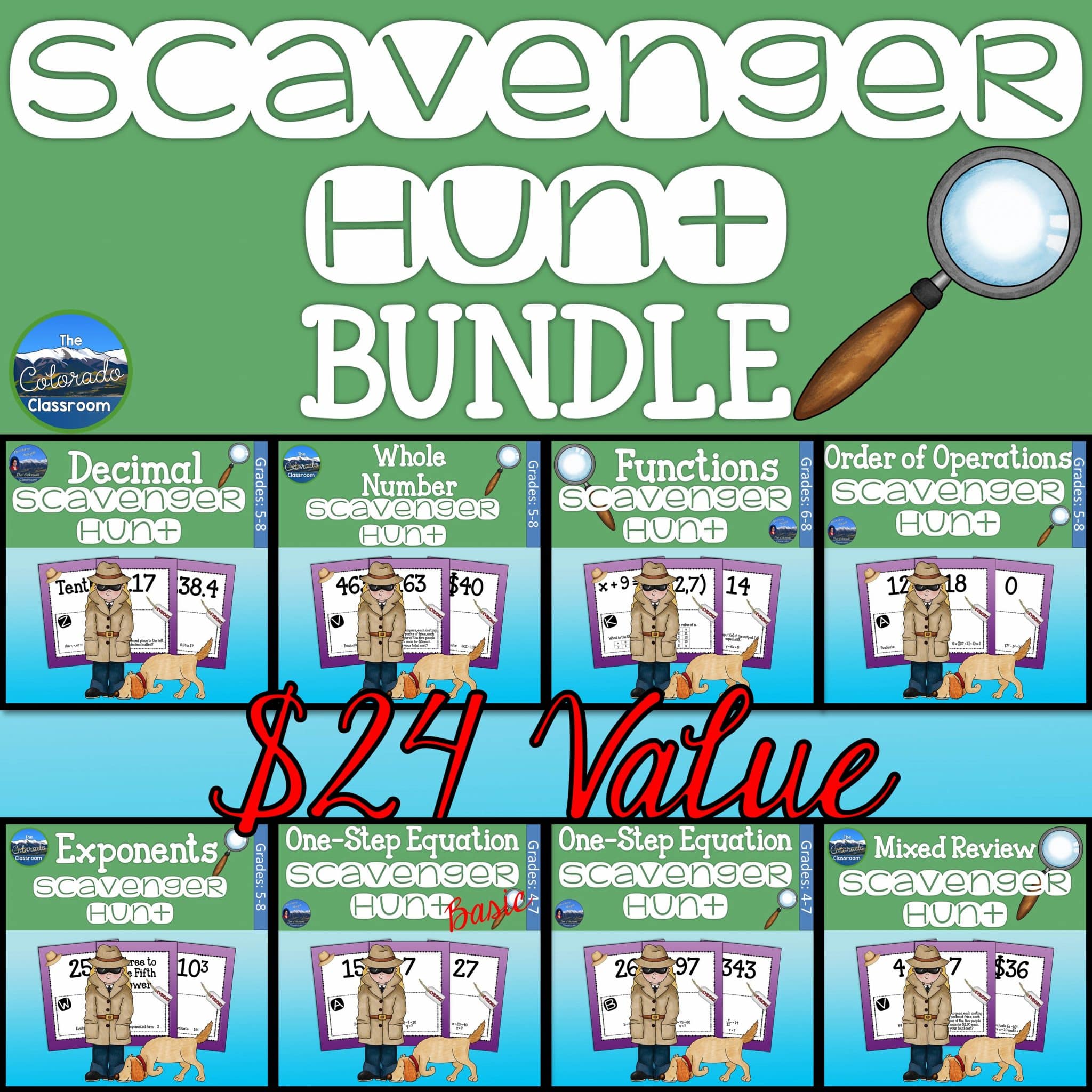 6th Grade Mathematics Scavenger Hunt Bundle
