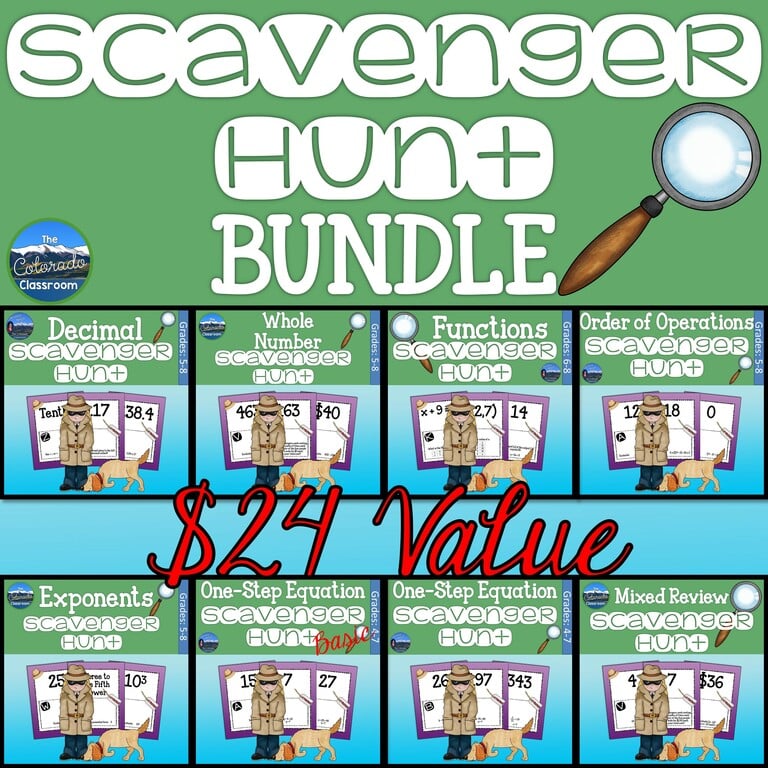 6th Grade Mathematics Scavenger Hunt Bundle