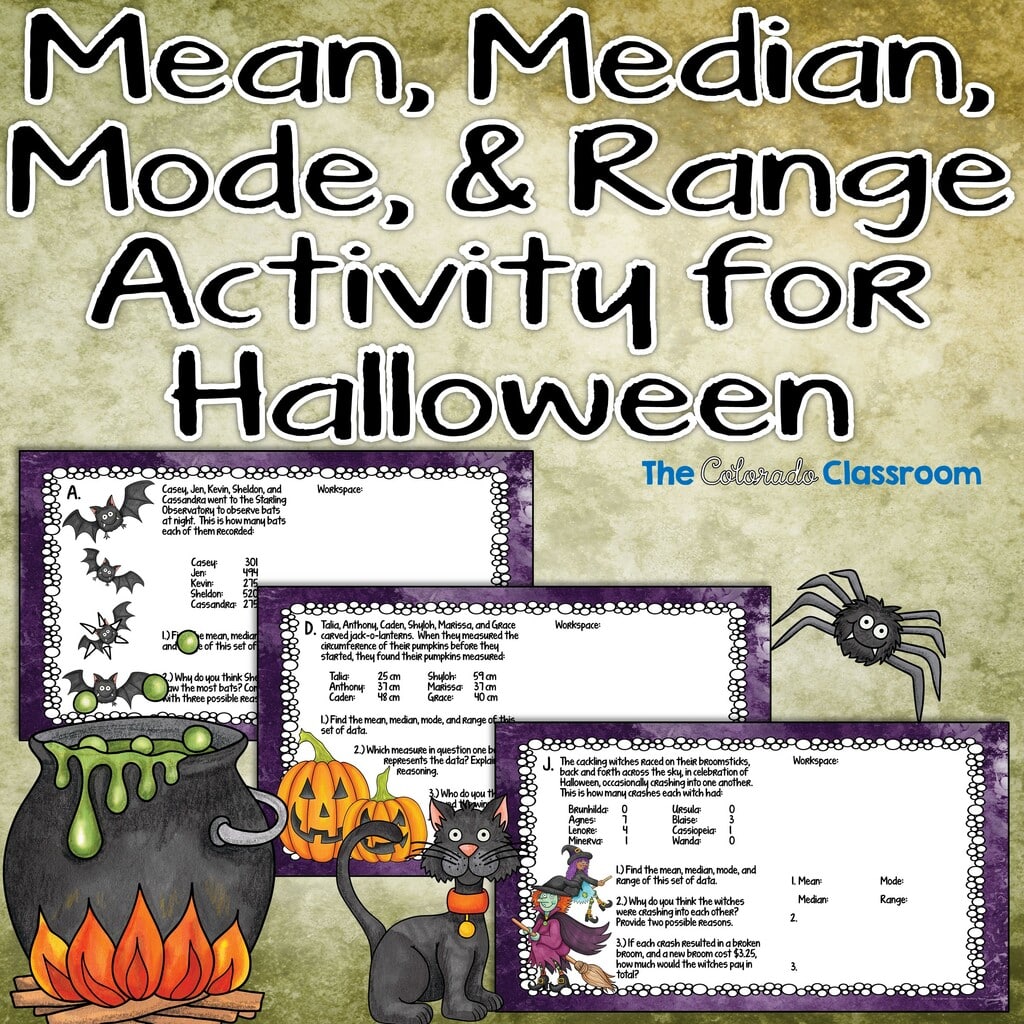 Mean Median Mode Range Halloween Activity Digital - The Colorado Classroom