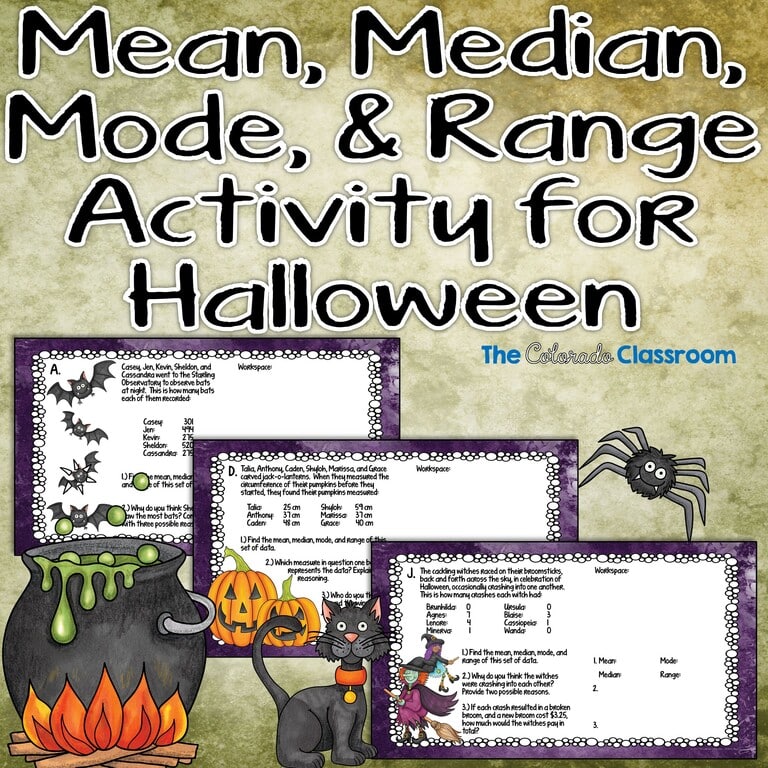 Mean Median Mode Range Halloween Activity Digital - The Colorado Classroom