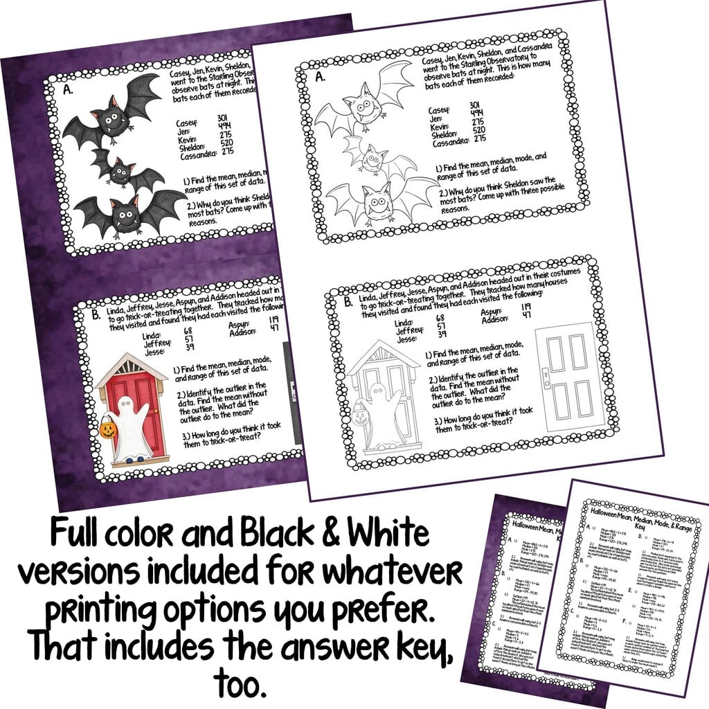 Mean Median Mode Range Halloween Activity - The Colorado Classroom