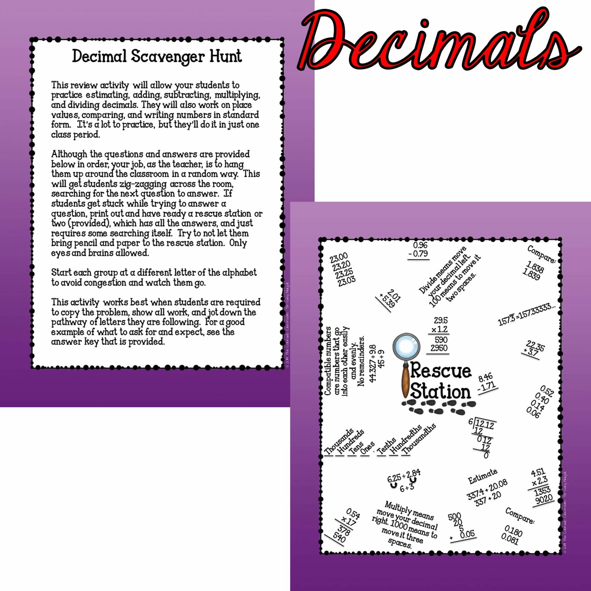 6th Grade Mathematics Scavenger Hunt Bundle