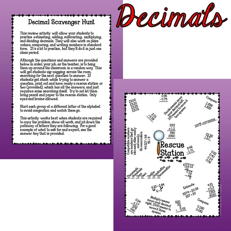 6th Grade Mathematics Scavenger Hunt Bundle