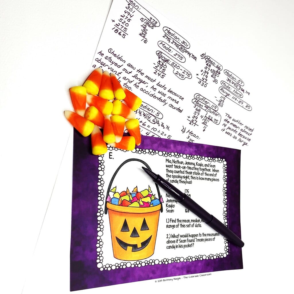 Mean Median Mode Range Halloween Activity - The Colorado Classroom