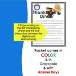 The First Thanksgiving Reading Math Activities - The Colorado Classroom