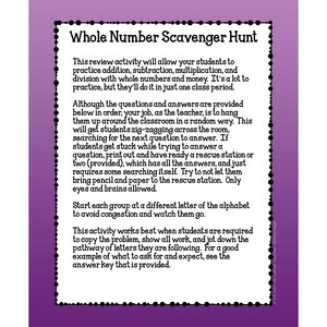 Whole Number Scavenger Hunt Math Game - The Colorado Classroom