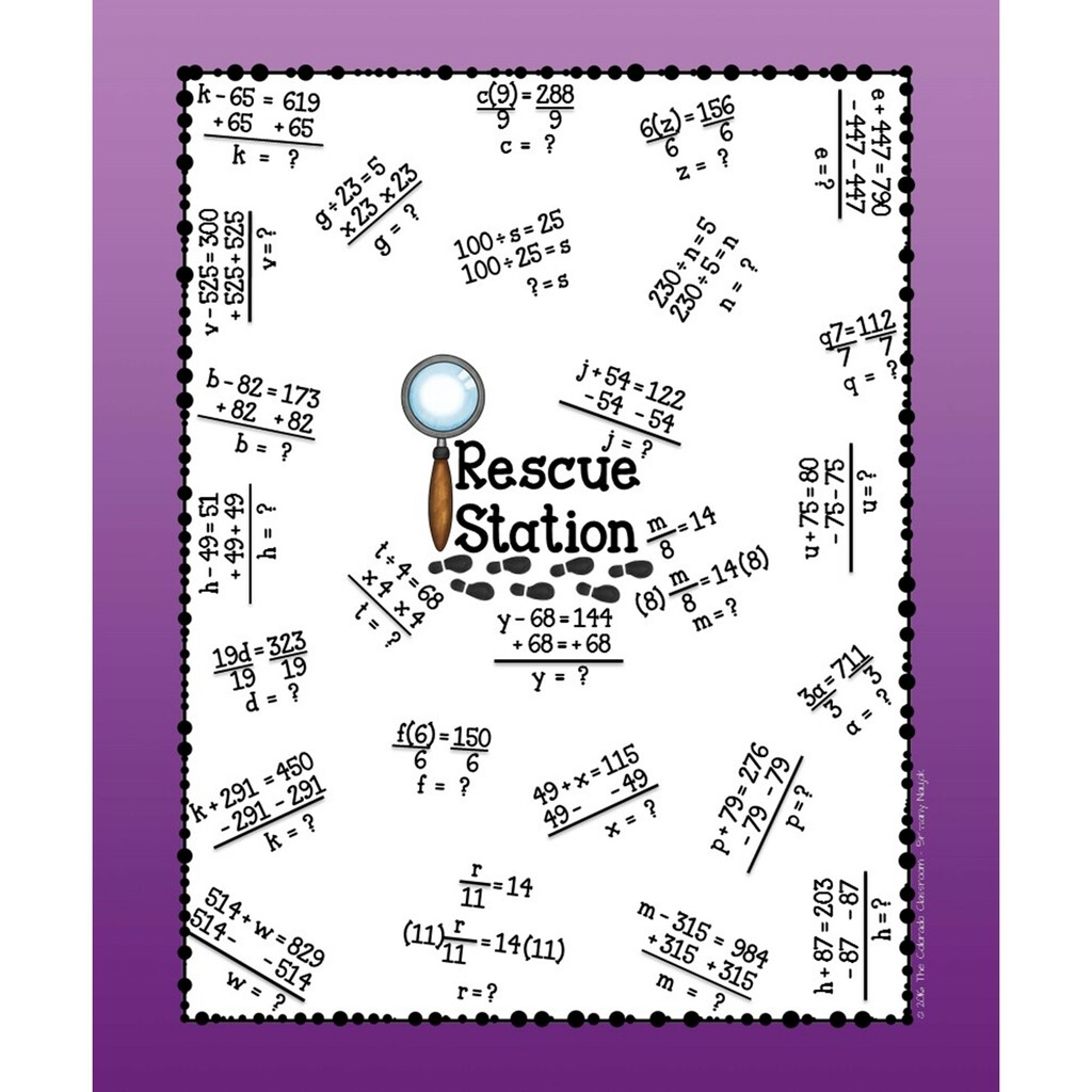 One-Step Equations Scavenger Hunt Game - The Colorado Classroom