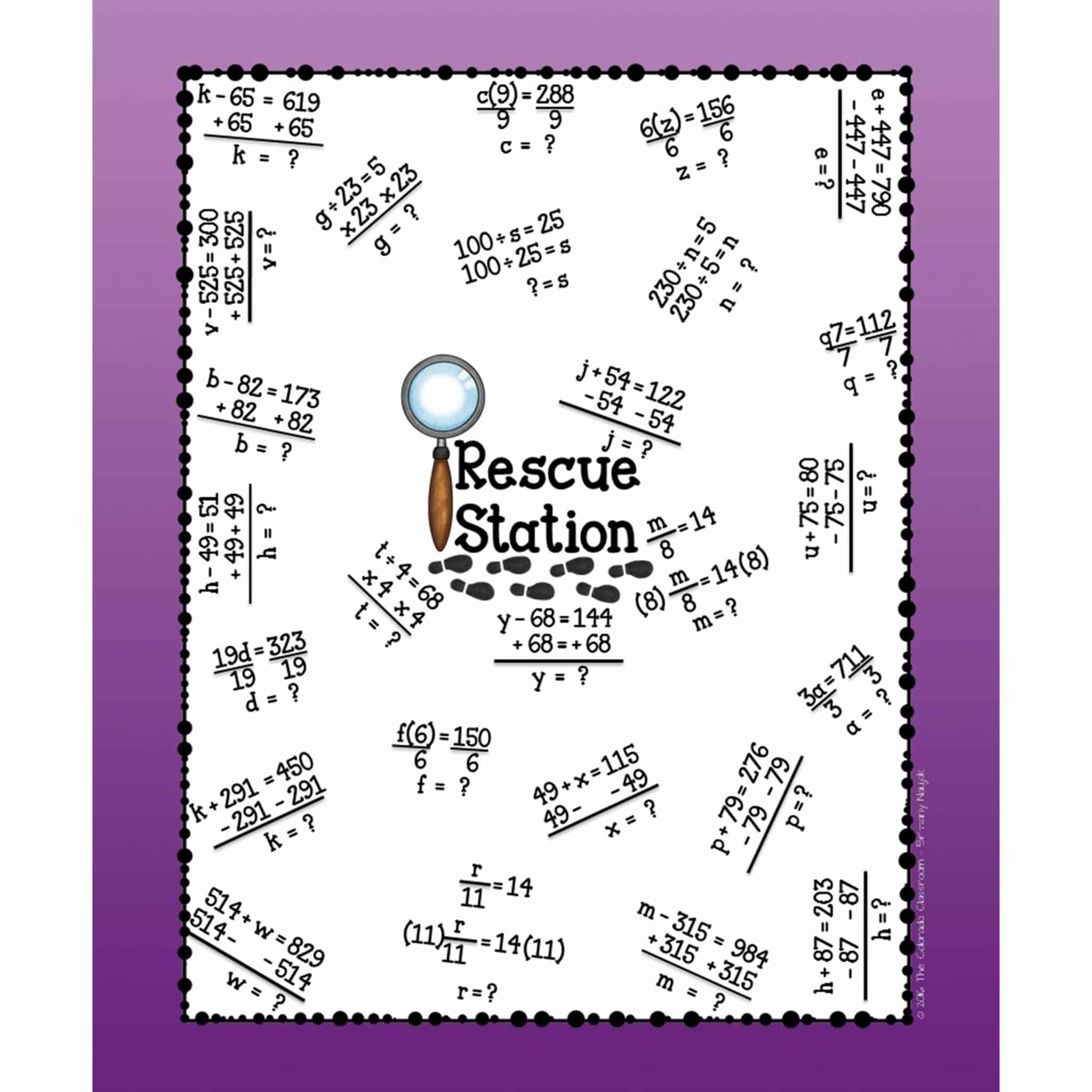 One-Step Equations Scavenger Hunt Game - The Colorado Classroom