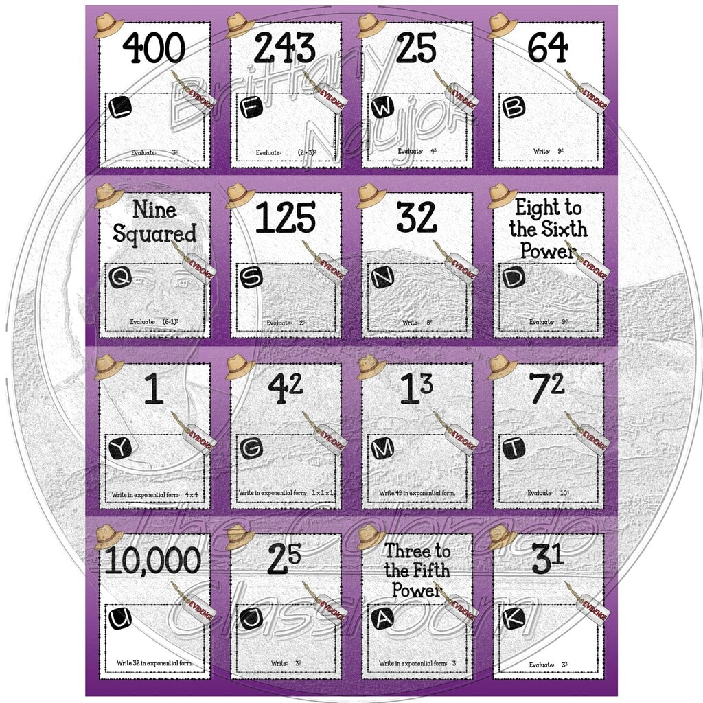 Exponents Scavenger Hunt Math Game - The Colorado Classroom