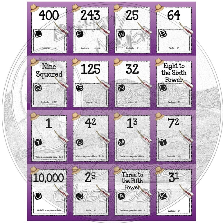 Exponents Scavenger Hunt Math Game - The Colorado Classroom