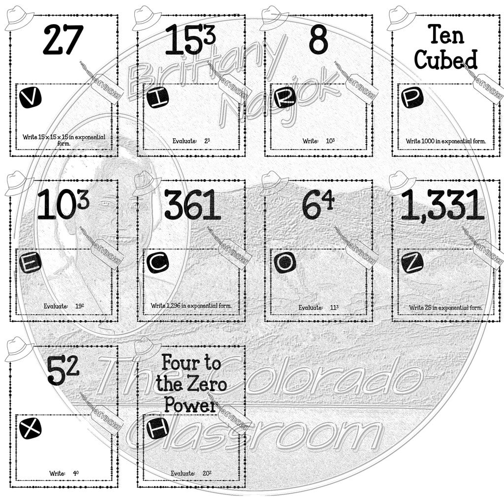 Exponents Scavenger Hunt Math Game - The Colorado Classroom