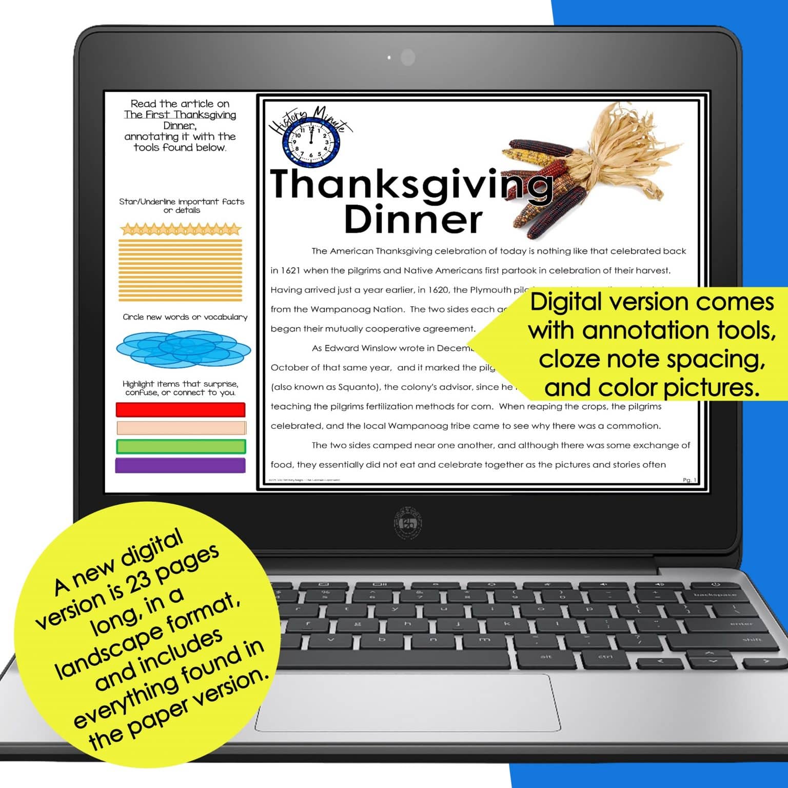 The First Thanksgiving Reading Math Activities - The Colorado Classroom
