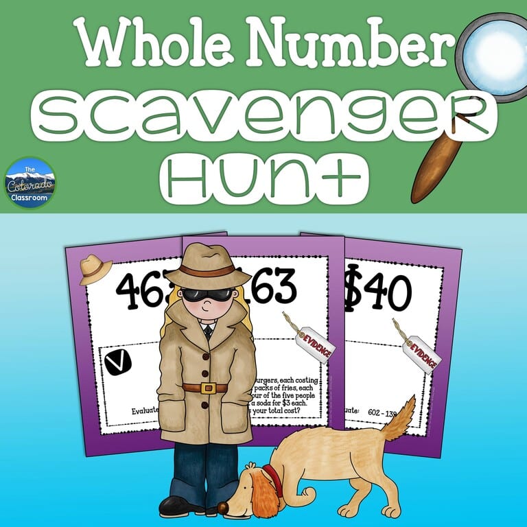 Whole Number Scavenger Hunt Math Game - The Colorado Classroom