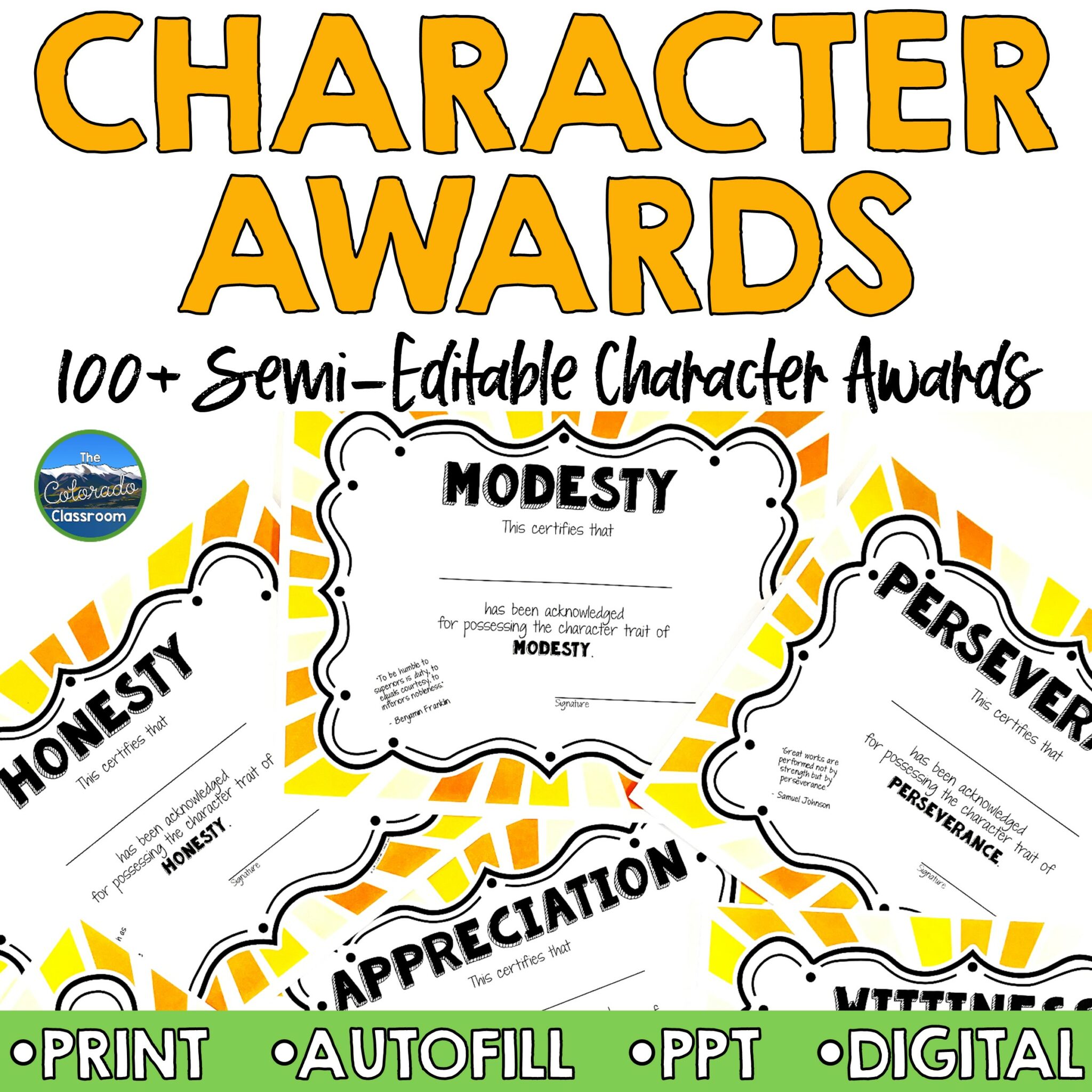 Gold Character Trait Awards - The Colorado Classroom