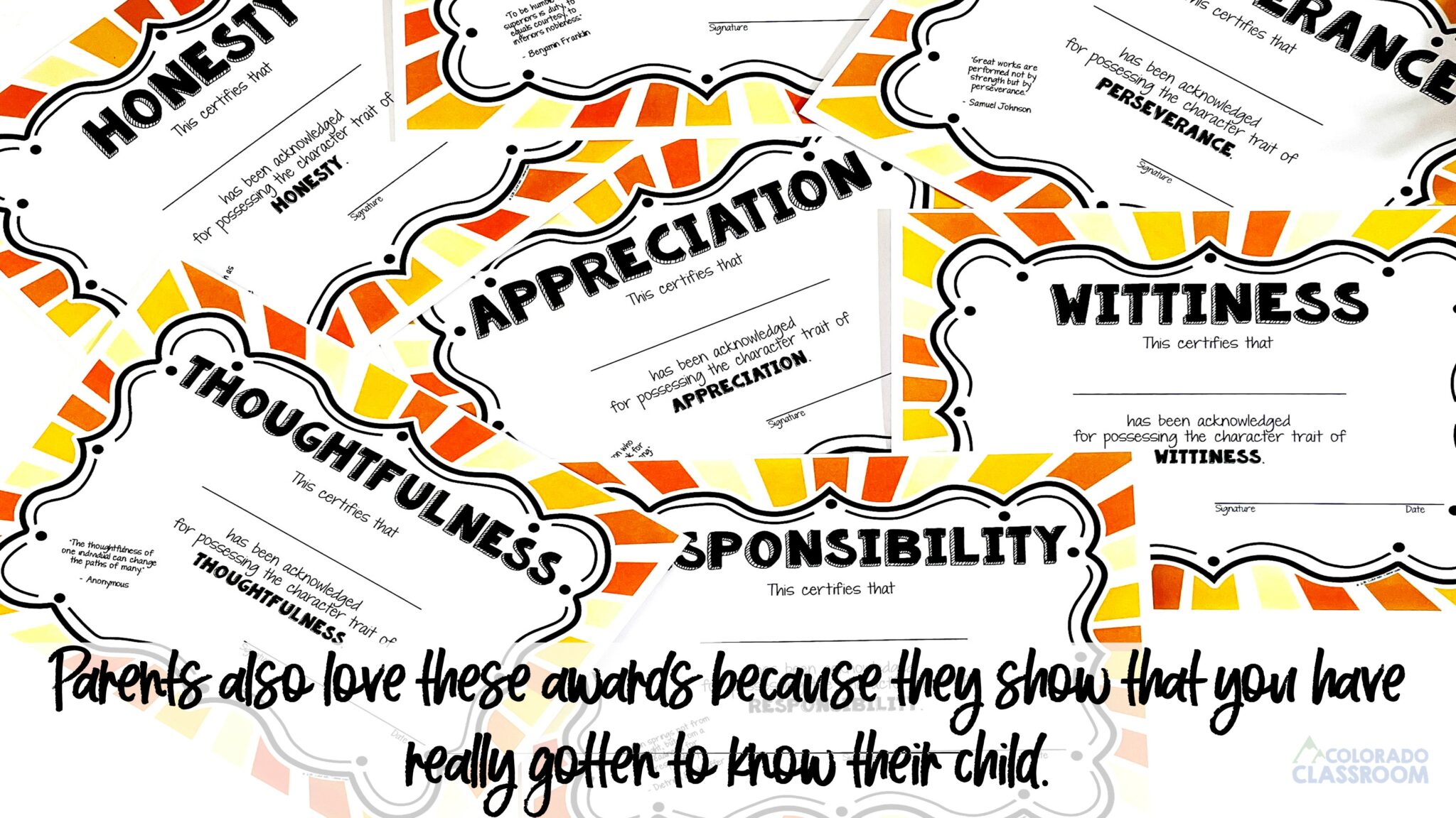Gold Character Trait Awards - The Colorado Classroom