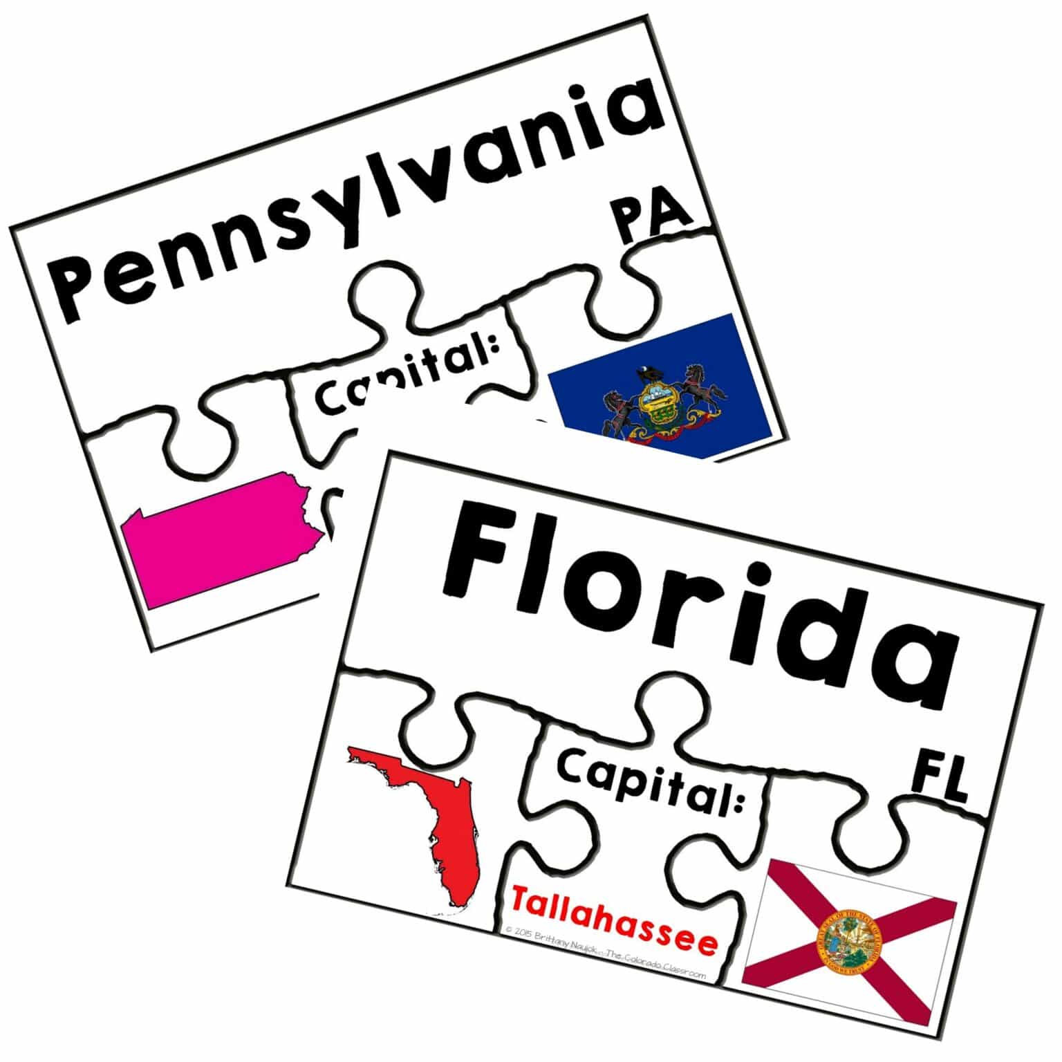 States And Capitals Puzzles Of The United States - The Colorado Classroom