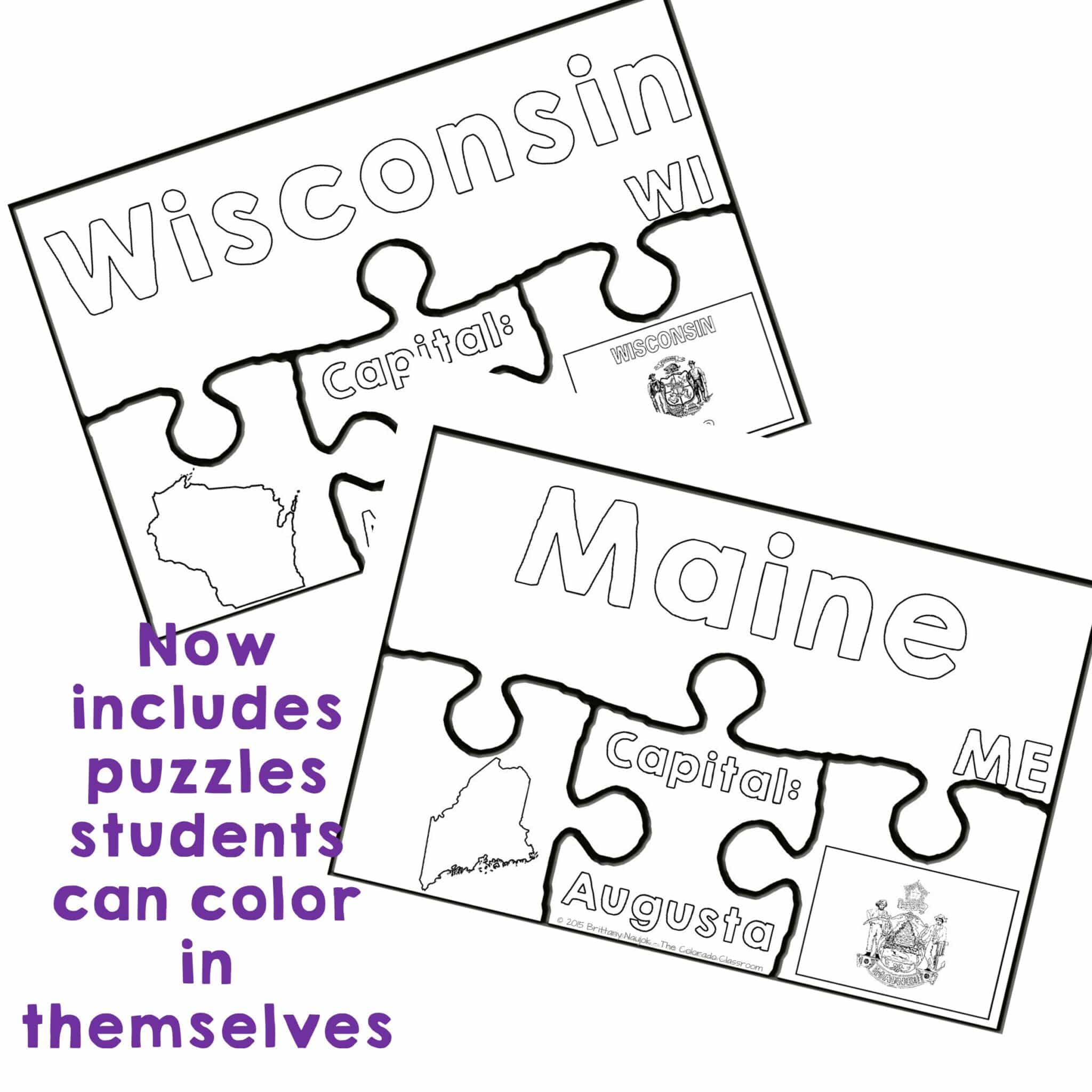 States And Capitals Puzzles Of The United States - The Colorado Classroom