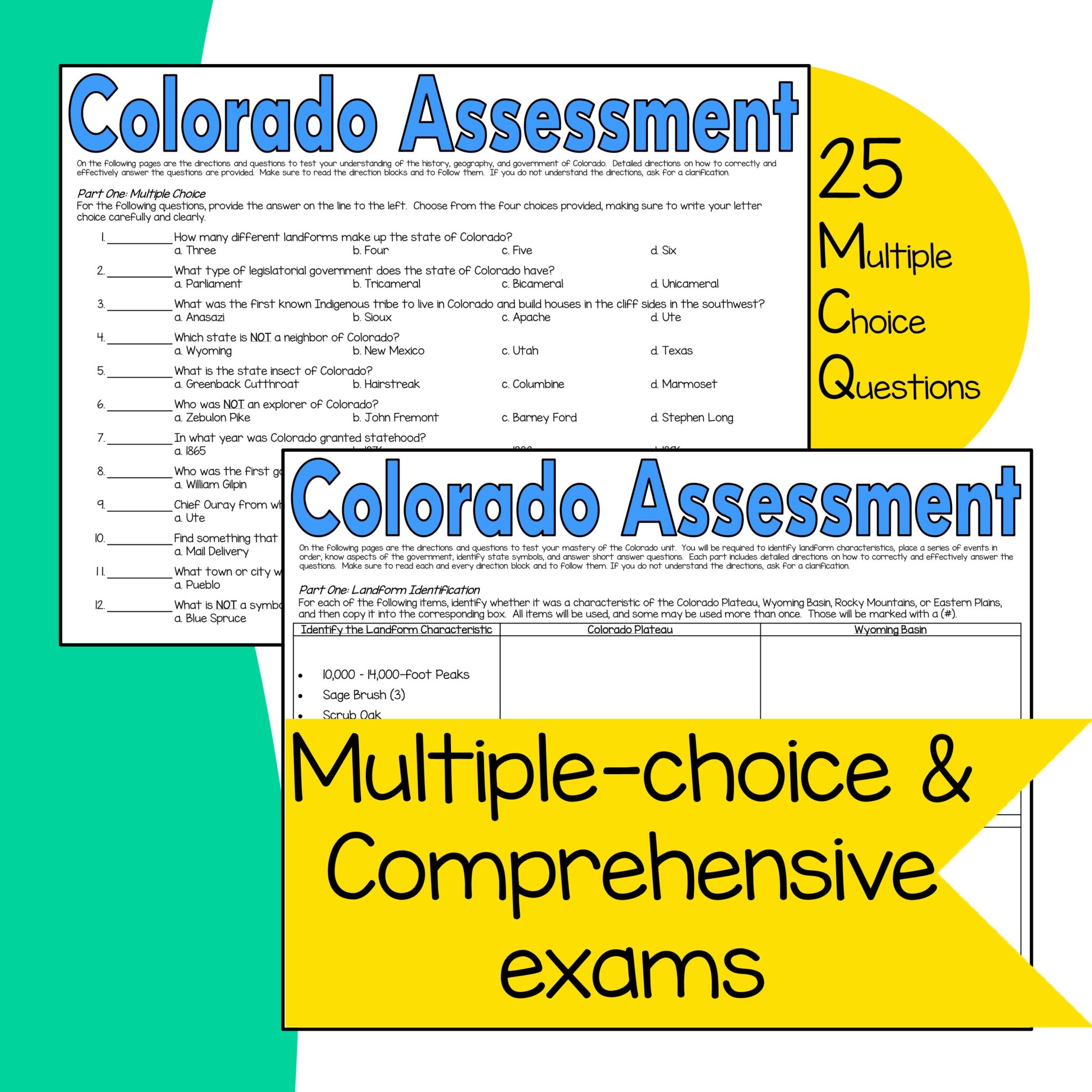 Colorado State History Assessment On Colorado History Geography ...
