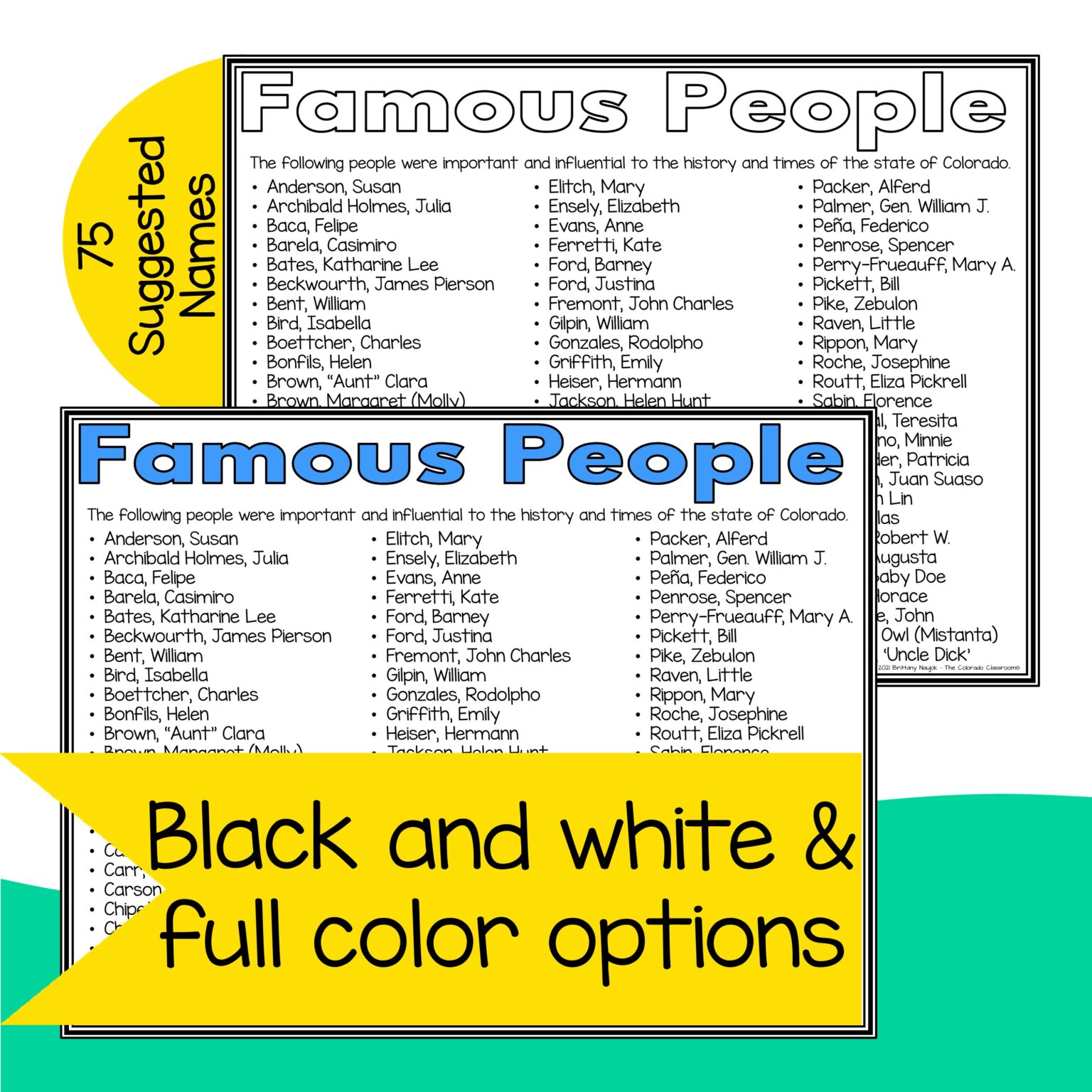 Colorado Influential And Famous People In History Unit - Colorado ...