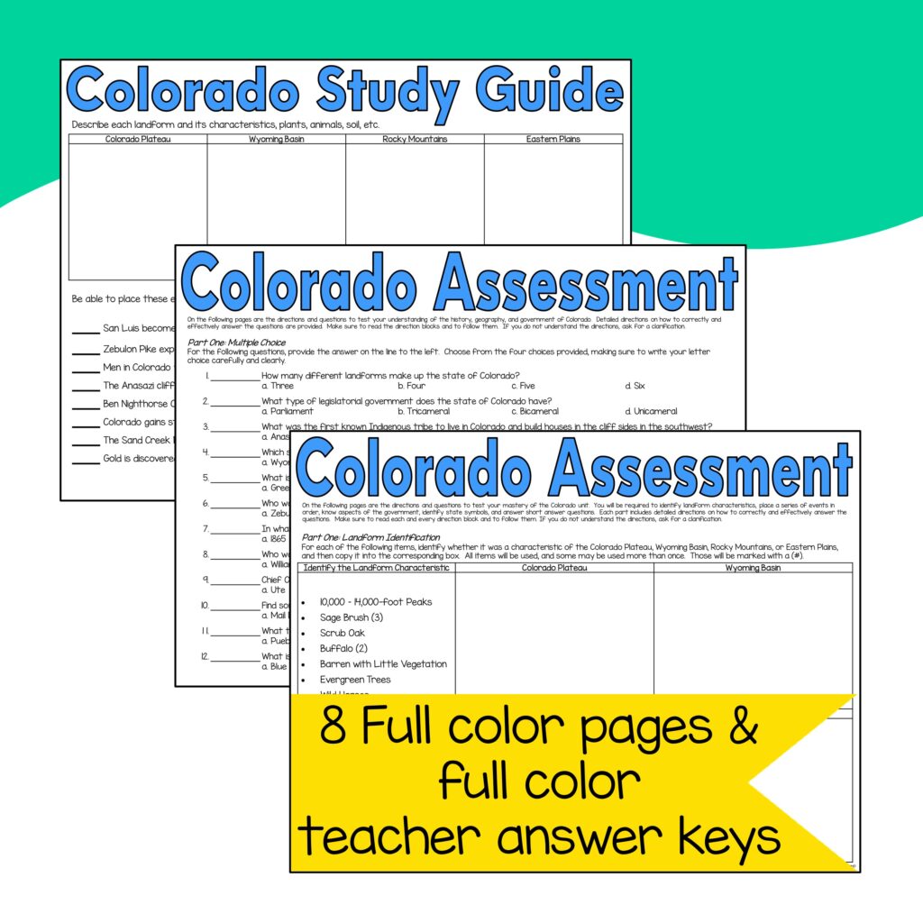 Colorado State History Assessment On Colorado History Geography ...