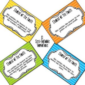 Student Of The Month Awards And Semi-Editable Certificates Plus Reward ...