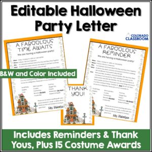 Editable Halloween Party Letter For Parents Fall Party Letter & 15 ...