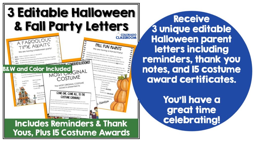 Editable Halloween Party Letter For Parents Fall Party Letter & 15 ...
