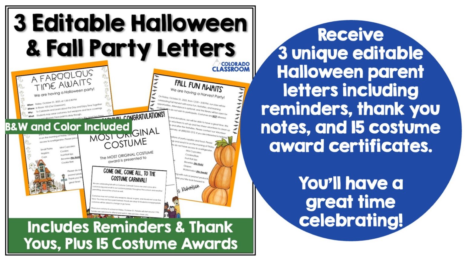 Editable Halloween Party Letter For Parents Fall Party Letter & 15 ...